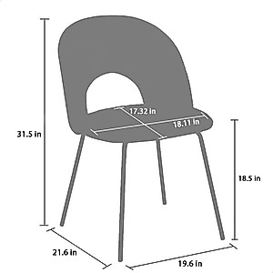 CangLong Velvet Seat Chair with Metal Legs for Kitchen Dining Room, Pack of 2. Beige