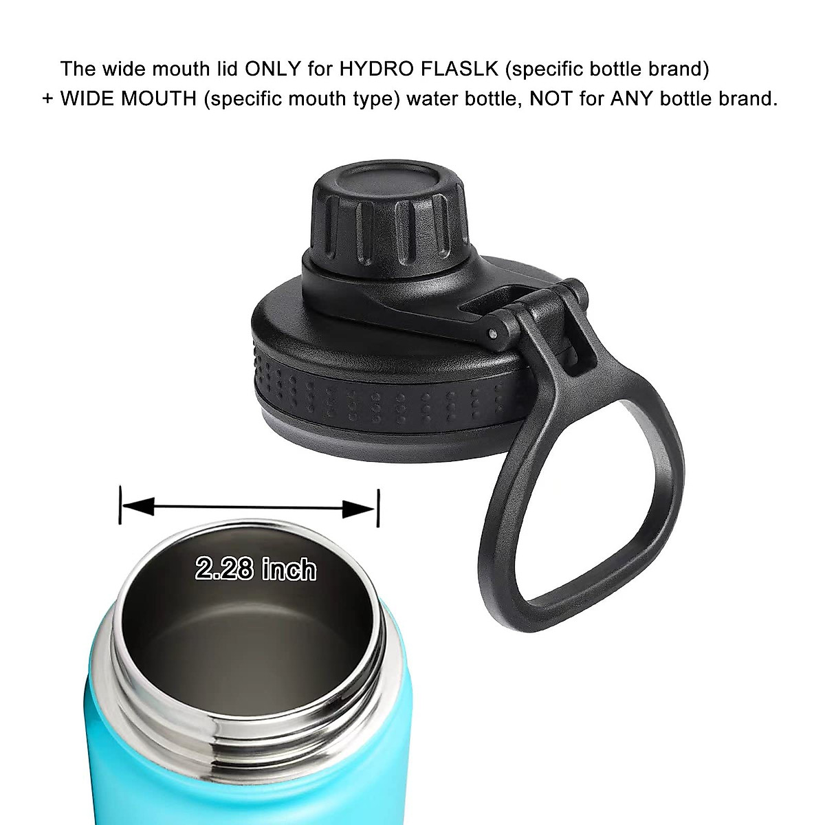 Spout Lid Compatible with Hydro Flask Wide Mouth Water Bottle 12 16 18 20 32 40 oz, Top Replacement Lid with Twist Cap (Black)