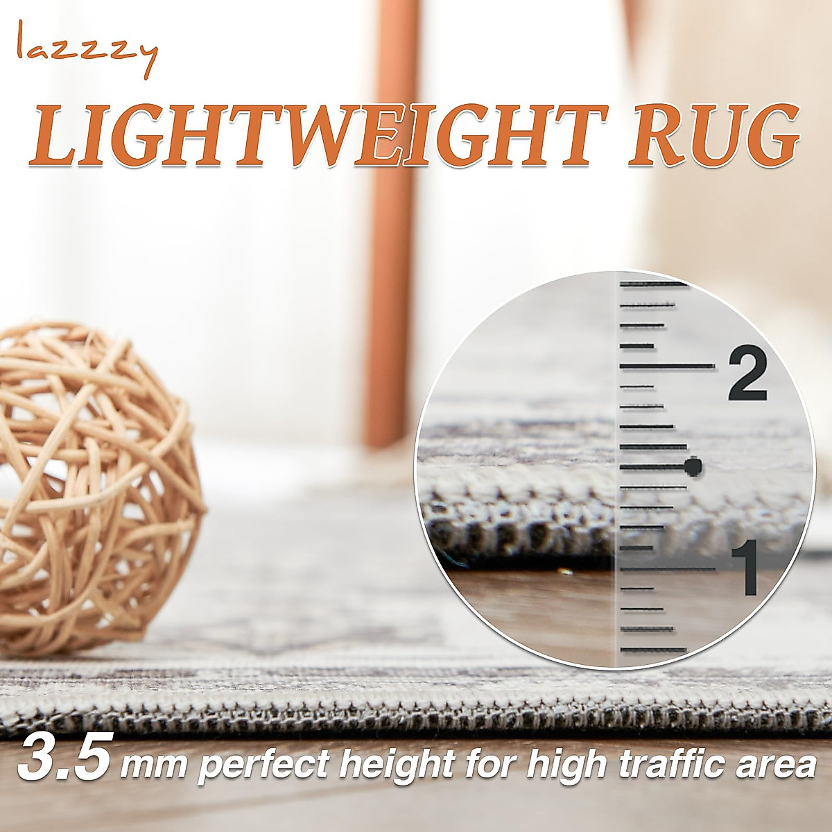 Lazzzy Area Rug 2x3 Entryway - Washable Rug Vintage Rug Floral Print Thin Rug Retro Accent Rug for Bathroom Kitchen Living Room Bedroom Grey