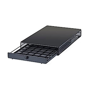 Nifty Large Nespresso Original Line Capsule Drawer – Black, 60 Capsule Pod Pack Holder, Non-Rolling Sliding Drawer, Under Coffee Storage Solution, Office or Home Kitchen Coffee Bar Organizer