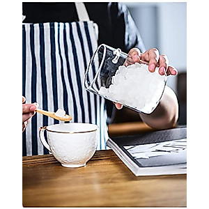 Piscepio Glass Jar Containers with Bamboo Airtight Lid Wooden Spoon Scoop Food Storage Canister Clear Glass Containers Kitchen Organization Jars 3 Pcs 450ML