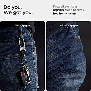 Spigen Carabiner Key Ring Clip, Car Keychain Clip, Bottle Opener Key Chain Ring for Men and Women - Gunmetal