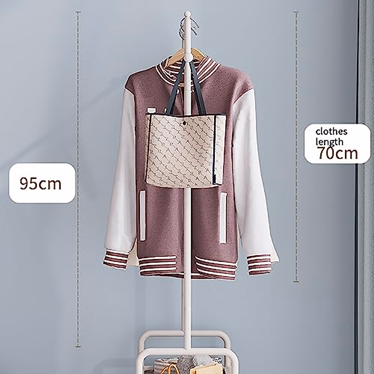 BBAUER Entryway Coat Rack with 2 Hooks Garment Rack with 3-Tier Shelf Free Standing Shoe Rack with Garment Rail for Bedroom Living Room Hallway (Color : Yellow, Size : 60x30x165cm)