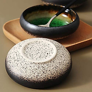 Uaral Soy Sauce Dishes Sushi Dipping Bowls Pinch Bowl Stoneware Condiment Bowl Set of 6,3.35 Inch(4.5 oz Ice Crack Green)