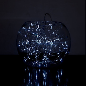 Solar Powered String Lights, 100 LED Copper Wire Lights, Waterproof Starry String Lights, Indoor/Outdoor Solar Decoration Lights For Gardens, Patios, Homes, Parties: 20 ft, Platinum