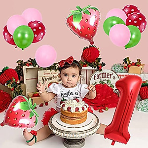 Strawberry Shortcake 1st Birthday Party Decorations,Sweet One Strawberry Birthday Decor,Berry Sweet Themed Birthday Party Supplies for Girl's First Birthday