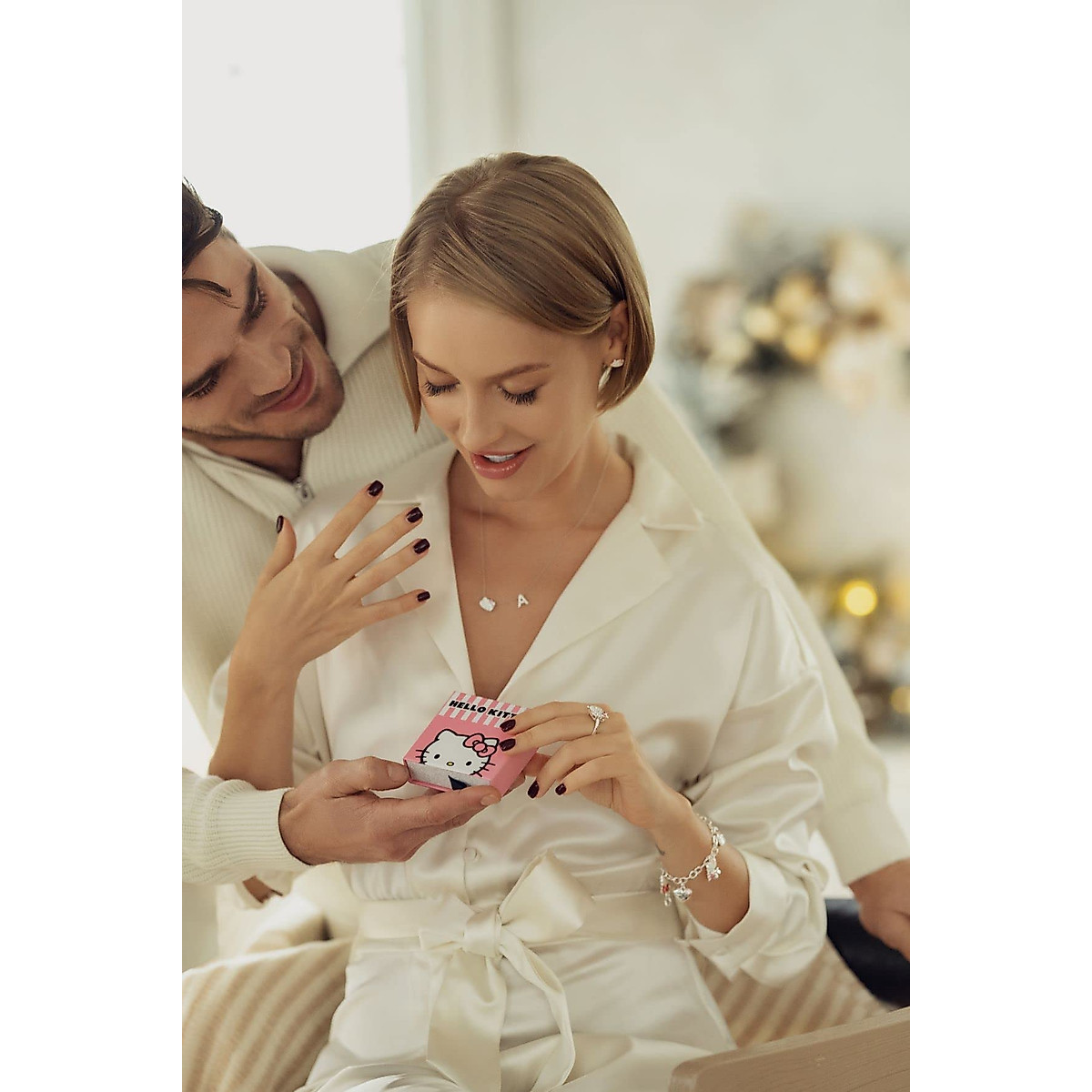 SALLY ROSE Sanrio Hello Kitty Charm Bracelet 8-inch - Silver Plated Hello Kitty Charm Bracelet Officially Licensed