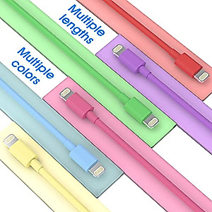 [Apple MFi Certified] iPhone Charger, 6Pack(3/3/6/6/6/10 FT) Lightning Cable Apple Charging Cable Fast Charging High Speed USB Cable Compatible iPhone 14/13/12/11 Pro Max/XS MAX/XR/XS/X/8-multicolor