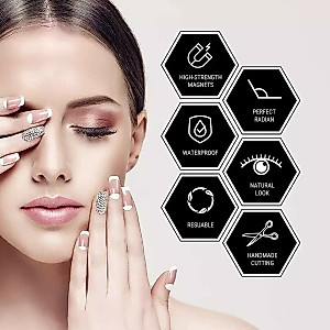 FEITA Upgraded Magnetic Eyelashes Kit with Eyeliner - 10 Pairs Magnetic False Lashes Natural Look with Applicator, 2 Tubes Magnetic Eyeliner - Easy to Apply & No Glue Needed Black