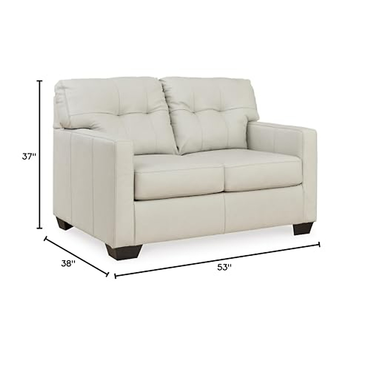 Signature Design by Ashley Belziani Modern Tufted Leather Match Loveseat, White