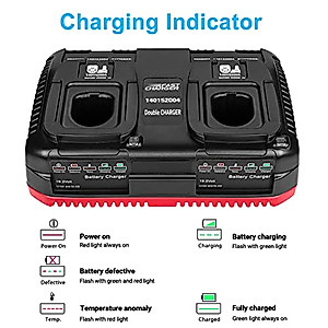 ANTRobut 2Pack 6.0Ah Replacement Craftsman 19.2 Volt Lithium Battery and Dual Battery Charger 140152004 for Craftsman Battery DieHard C3 XCP 130279005 1323903 130211004 11375 11376 315.113753