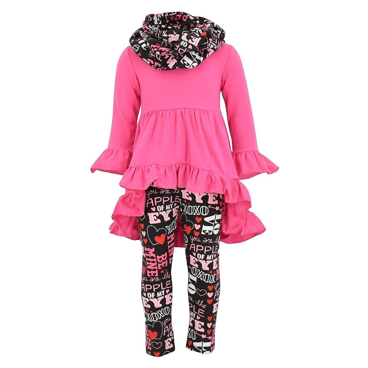 Unique Baby Girls Valentines Day Toddler Outfit Ruffle Top Legging Set (7 Years, Pink)