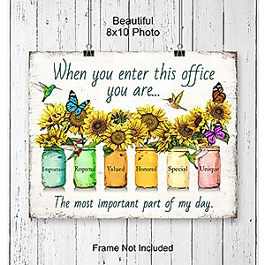 Inspirational Office Wall Art & Decor - Motivational Posters - Positive Quotes Wall Decor - Home Office Decor - Teamwork Wall Art - Inspirational Gifts - Entrepreneur Gifts -8x10 Unframed Picture Sign
