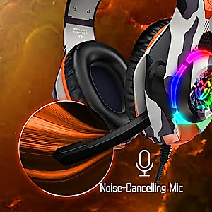 Gaming Headset for PS4 PS5 PC, Over Ear Xbox One Switch Headphones with Surround Sound, Noise Cancelling Mic