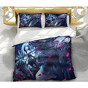 AKARDO Fate Grail War Anime Duvet Cover Soft 3D Printed Bedding Set with Comforter Cover 3 Piece Set Includes 2 Pillowcases and 1 Duvet Cover Machine Washable (12,Twin (68"x86"))