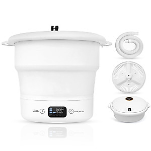 SereneLife Portable Mini Washing Machine - Foldable Bucket Washer for Clothes Laundry Lightweight and Easy to Bring, Perfect for Use in Camping, Apartments, Dorms, and Business Trip (White)