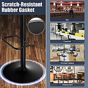 Raynesys Metal Swivel Barstools Set of 2, Enlarged PU Leather Seat with Metal Back, Adjustable from 24" to 33" for Counter Height & Bar Height, Modern Design for Kitchen and Restaurant,MatteBlack