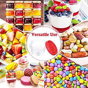 Cunhill 20 Pcs Food Storage Containers Freezer Containers for Food Round Plastic Containers with Screw Lids Clear Stackable Food Containers for Kids, Freezer and Dishwasher Safe(Red, 10 oz)