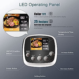 KitchenBoss Sous Vide Cooker Machine: Ultra Quiet 1100 Watts Accurate Cooker with Color LCD Recipes IPX7 Waterproof Immersion Circulator Cooking Machine Include Cookbook, Carbon Fiber Pattern