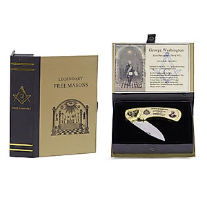 Trendy Zone 21 US President George Washington Legendary Freemason Masonic Knife with Presidential Eagle Embossed Masonic Symbols Masonic Folding Pocket Knife|3" Stainless Steel Blade