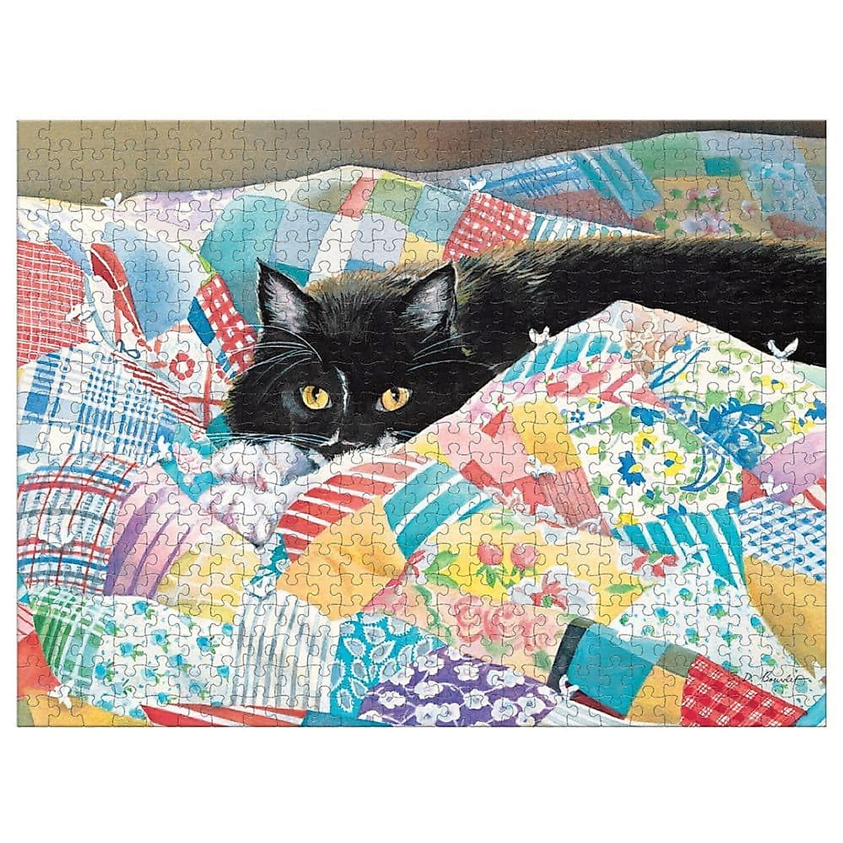 LANG Grandma's Quilt Cat 500 Piece Jigsaw Puzzle