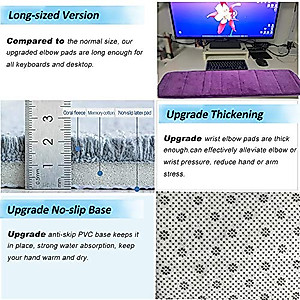 Computer Wrist Elbow Pad, Creatiee Premium Memory Cotton Desktop Keyboard Arm Rest Support Mat for Office Desktop Working Gaming - Less Elbow Pain(Long-Sized, 7.9 x 31.5 inch)(Purple)