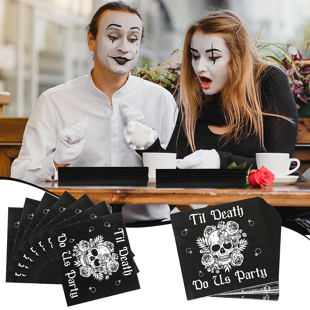 Geyoga 50 Pcs Til Death Do Us Party Napkins Gothic Bachelorette Bridal Shower Party Supplies Napkins Halloween Bachelorette Wedding Engagement Supplies Til Death Do Us Party Bachelorette Supplies