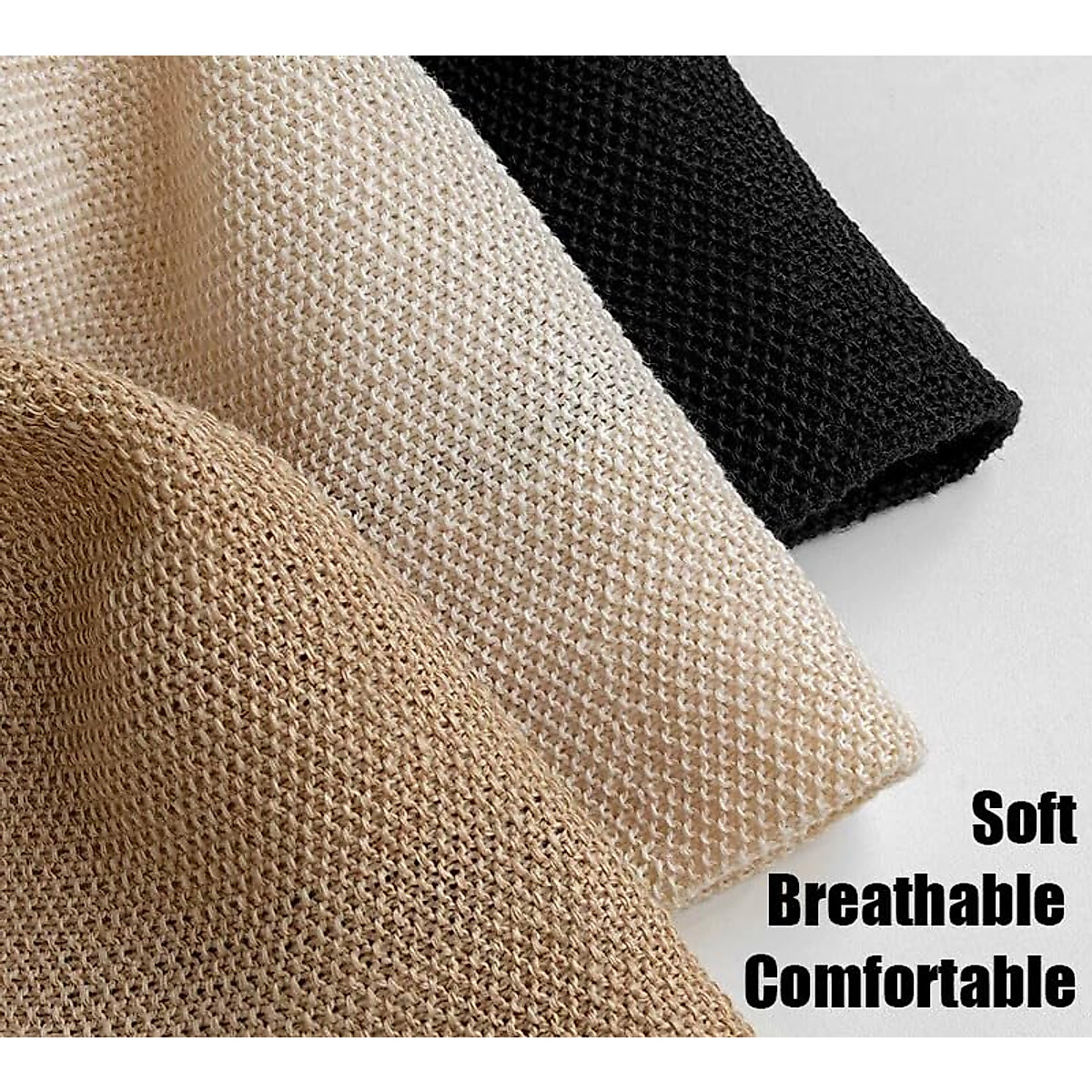 YOFARCHOY Lightweight Packable Sun Hat for Women Foldable Sunhats Woven Bucket Hats Packable Beach Hat Floppy Knitted Woven Hat Black