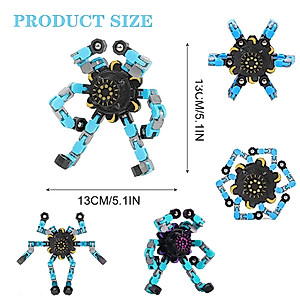 4PCS Fidget Spinners Kids Gyro Deformation Robot Transformable Fingertip Spinners Stress Reduction Toys Adults DIY Deformed Mechanical Spiral Fingers