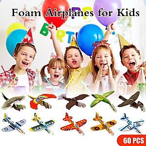 HAPTIME 60 Pcs Foam Airplanes Party Favors for Kids - Glider Planes, Paper Airplanes Kit for Ages 3-5, Bulk Toys, Goodie Bag Stuffers, Carnival Prizes in Bulk