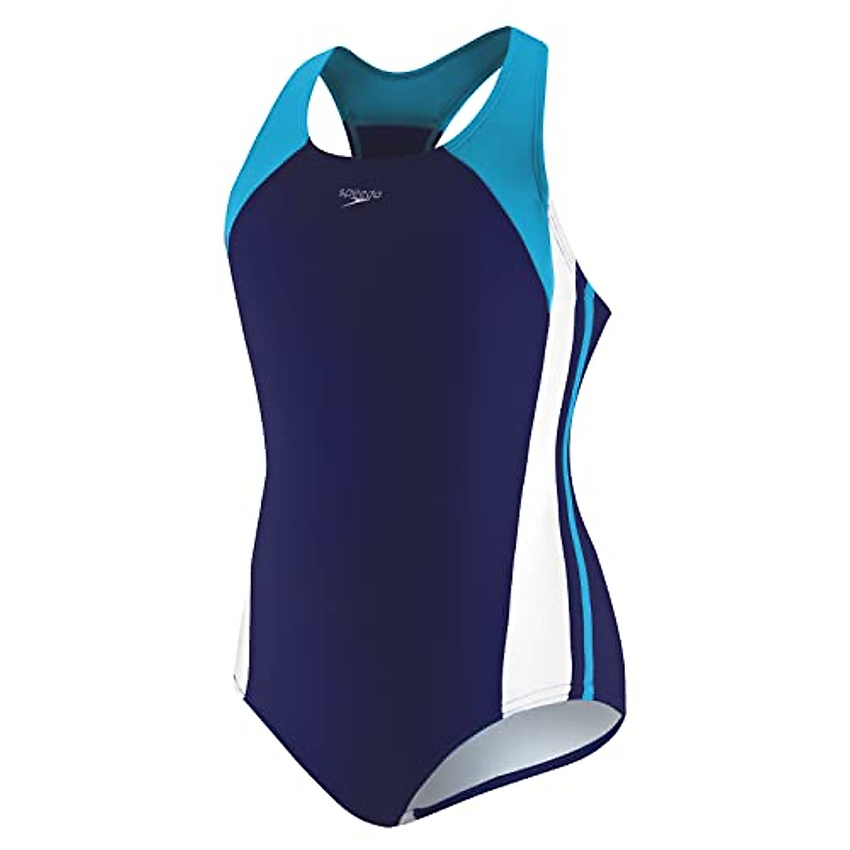 Speedo Girl's Swimsuit One Piece Infinity Splice Thick Strap , Deep Water , 12