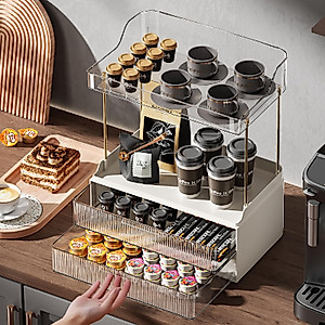 CISIREE Bathroom Countertop Organizer, 2 Tier 2 Drawer Large Skincare Organizers,Luxury Makeup Organizer Countertop,Exquisite Bathroom Vanity Organizer,Clear