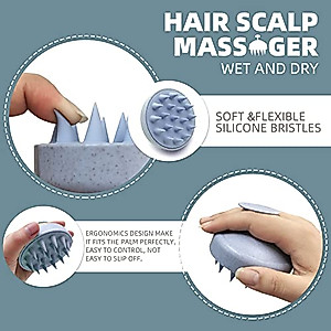 Hair Towel Gift Set, 3 Pcs Microfiber Fast Dry Hair Caps Bath Sponge Scalp Comb Bathroom Supplies Set (Blue)