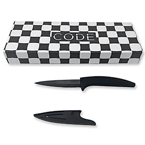 Code Master 4-inch Paring Ceramic Knife With Black Handle and Black Blades Cover and Gift Box Included