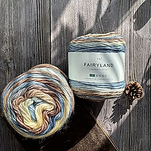 SHIKE Fairyland Gradient Color Cotton Cake Yarn,Medium-Fine Multicolor Rainbow Yarn for Knitting or Crocheting,100g 60% Cotton 30% Acrylic 10% Wool,Self Striping Ombre Air Yarn (62, 1 Ball)