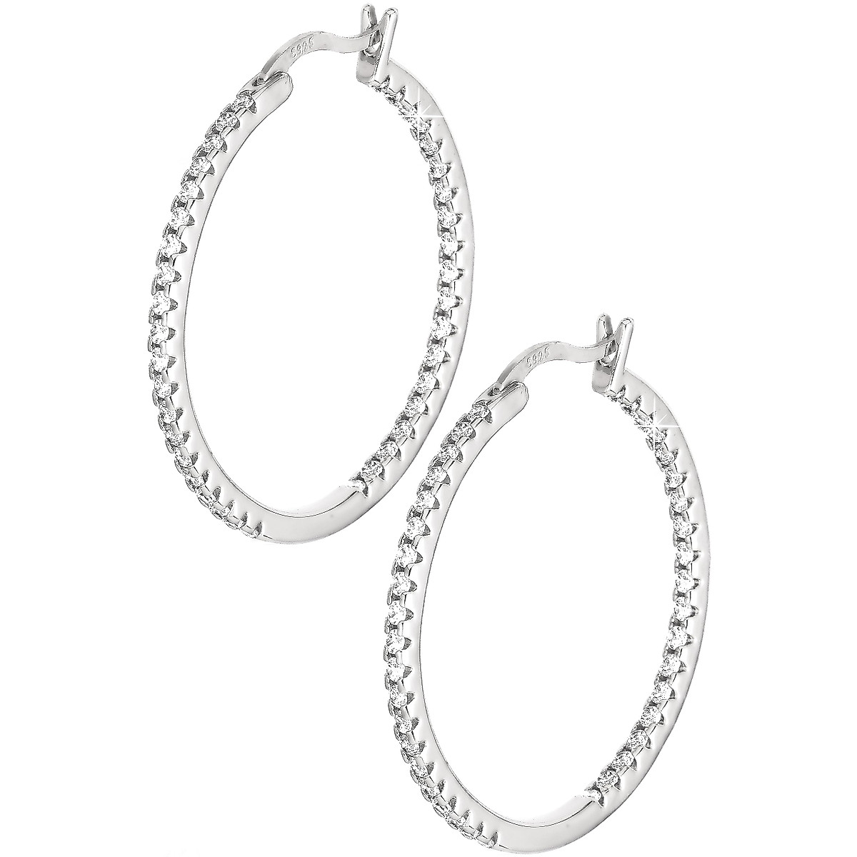 LUXSTRA CZ Gold Hoop Earrings,Solid 925 Sterling Silver Post,Cubic Zirconia Pave Hoop Earrings,18K Yellow, Rose, White Gold Filled Hoop Earrings,15, 20, 30mm, Gold Hoops Christmas, Cubic Zirconia