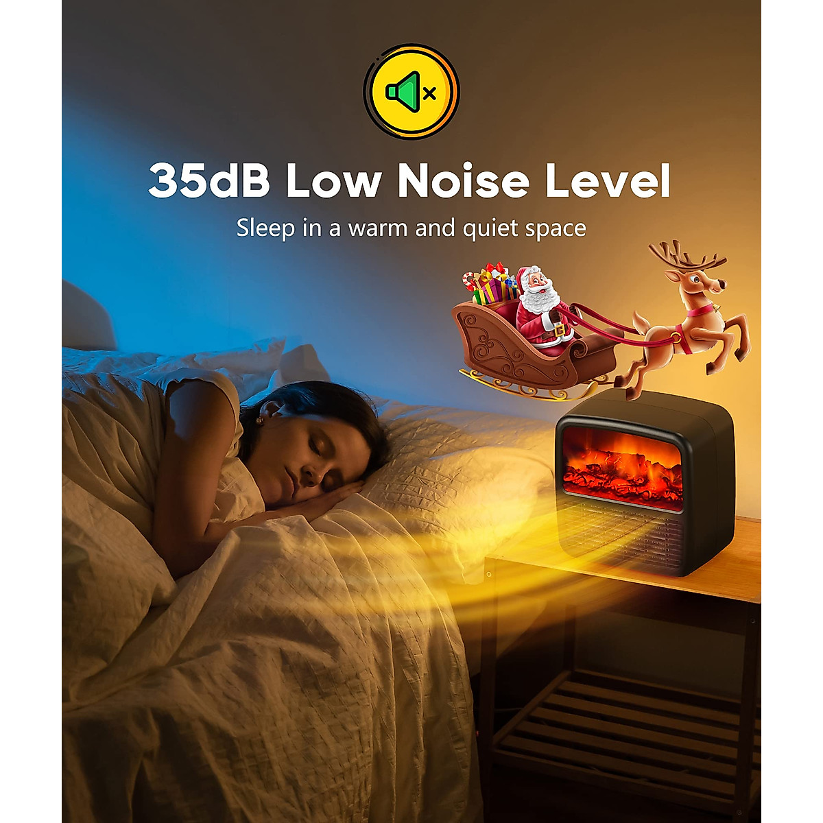 COSYAIREY Space Heater Fireplace, Energy Efficient Space Heater Dynamic Flame Effect, 30% Energy Saving,1s Fast Heating Electric Space Heaters for Indoor Use, Electric Space Heater Tip-Over Protection