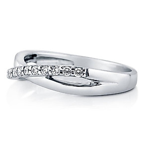 BERRICLE Sterling Silver Infinity Cubic Zirconia CZ Criss Cross Fashion Ring for Women, Rhodium Plated Size 5.5
