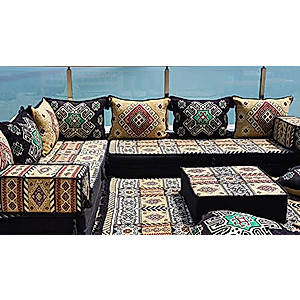 Floor Sofa Seating Set, L Shape Corner Arabic Sofa Set, Oriental Floor Seating, Floor Cushions, Living Room Sofa, Arabic Majlis, Moroccan Jalsa, Sleeper Sofa (L Sofa Full Set)