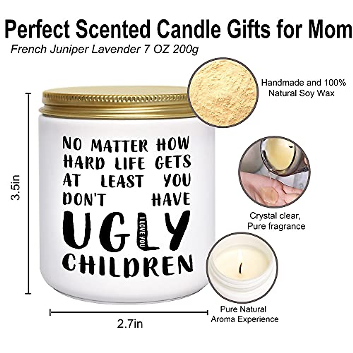 Mothers Day Gifts for Moms from Daughter Son 7oz Lavender Scented Candles Happy Birthday Gifts for Mom Funny Soy Eco-Friendly Long Lasting Handmade Natural Soy Max Candle Christmas Presents for Mom