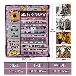 Quilazy Mothers Day Sister in Law Gifts for Sister in Law, Sister in Law Birthday Gifts, Gift for Sister in Law, Sister in Law Wedding Mother's Day Birthday Gift for Sister in Law Blanket 60"x 50"
