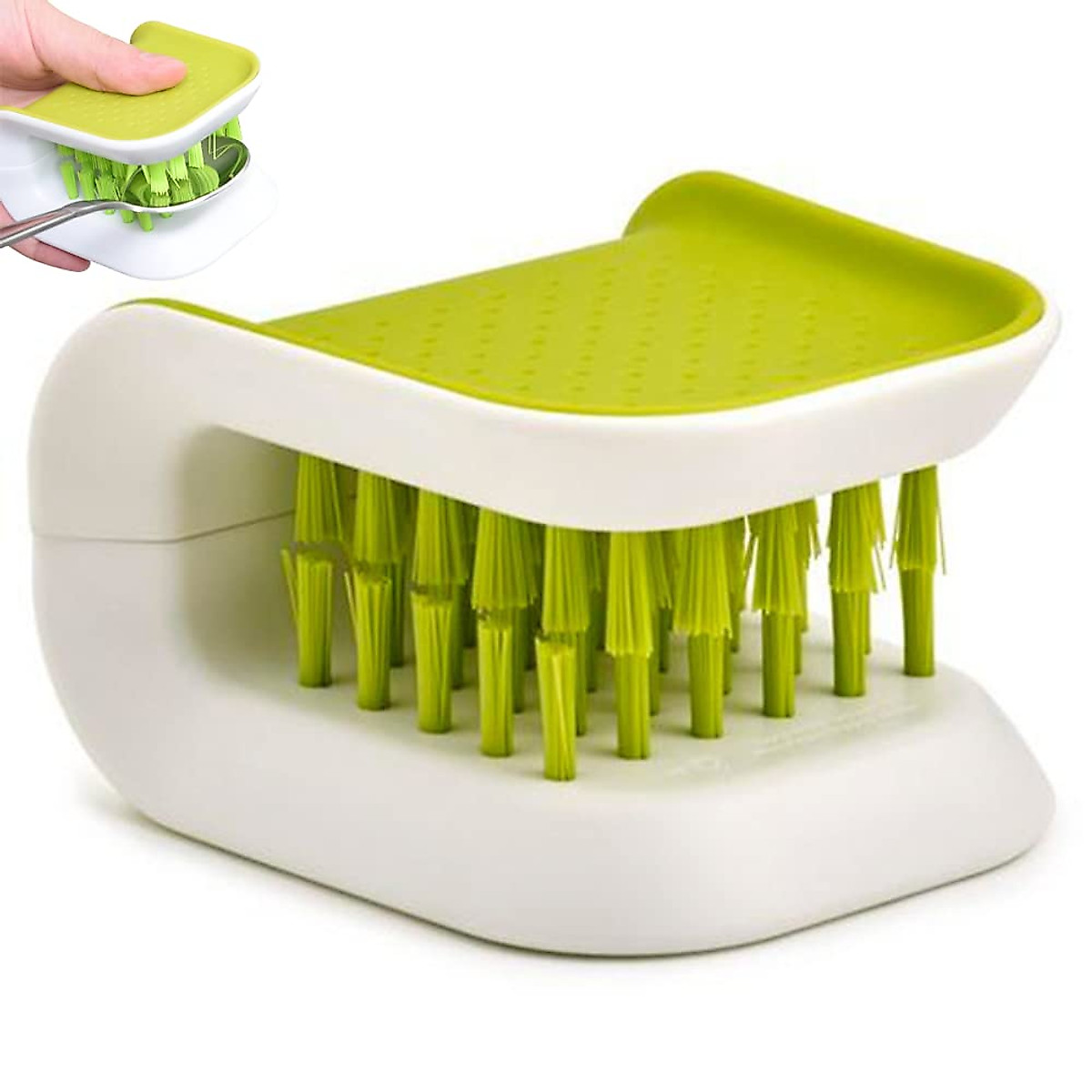 TOSSPER 1 Set Cutlery Cleaner Silverware Scrubber for Inside The Sink Utensil Scrubber with Suction Cups, Blue