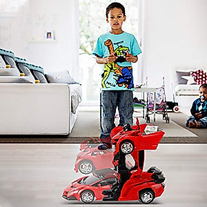 FIGROL Transform RC Car Robot, Remote Control Car Independent 2.4G Robot Deformation RC Car Toy with One Button Transformation & 360 Speed Drifting 1:18 Scale