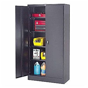 Global Industrial Unassembled Steel Storage Cabinet Recessed Handle, 36" W x 18" D x 72" H, Black