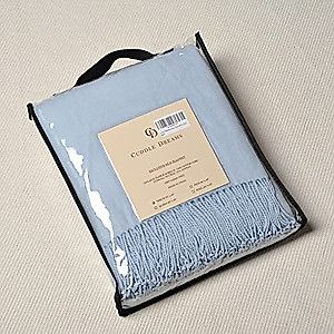 CUDDLE DREAMS Exclusive Mulberry Silk Throw Blanket with Fringe, Naturally Soft, Breathable (Ice Blue)