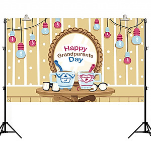 Happy Grandparents Day Photo Booth Backdrop Love Grandpa and Grandma Party Decor Photography Background Wall Decoration (3.6×5.9ft)