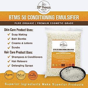 33rd PARALLEL | BTMS 50 (2 oz) Conditioning Emulsifier | 100% Natural Plant Derived | Behentrimonium Methosulfate Cetearyl Alcohol Emulsifying Conditioner | Product of USA (2 Ounces)