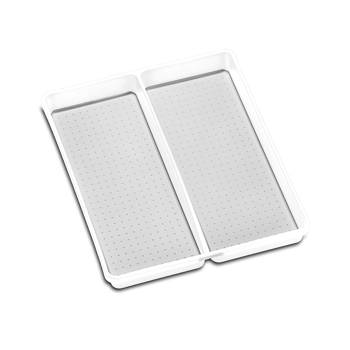 madesmart Antimicrobial Classic Large Utensil Tray, Soft Grip, Non-Slip Kitchen Drawer Organizer, 2 Compartments, Multi-Purpose Home Organization, EPA Certified, White