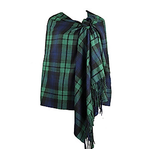 Achillea Oversized Cashmere Feel Scotland Scottish Tartan Plaid Scarf Shawl Wrap Winter Warm 80" x 30" (Black Watch Tartan)