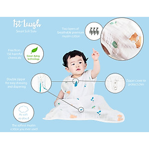 1st Laugh 100% Cotton Muslin Baby Sleeping Sack Bag, for Boy and Girl (Deer, Large)